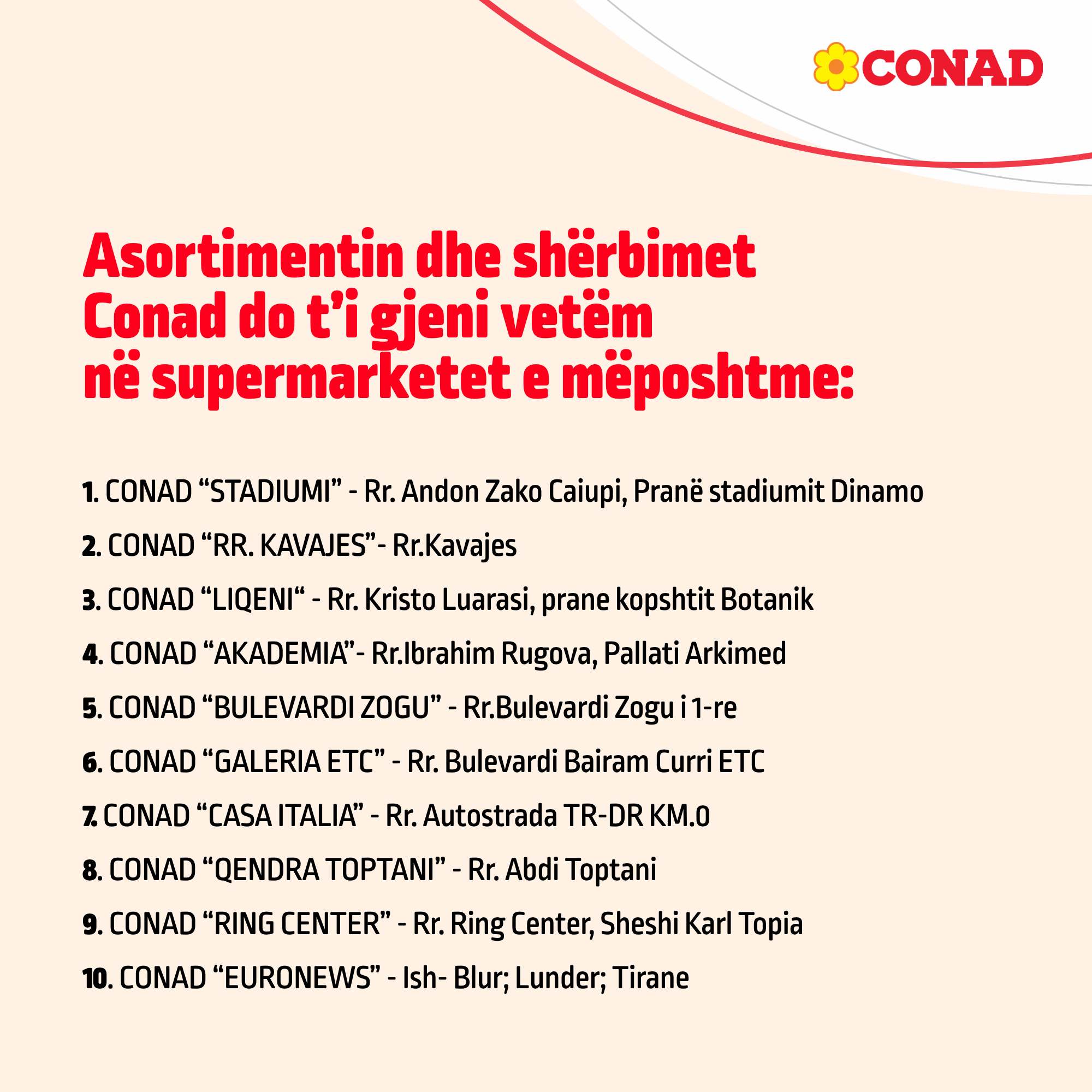 Informacion për të gjithë klientët Conad! – Conad Albania